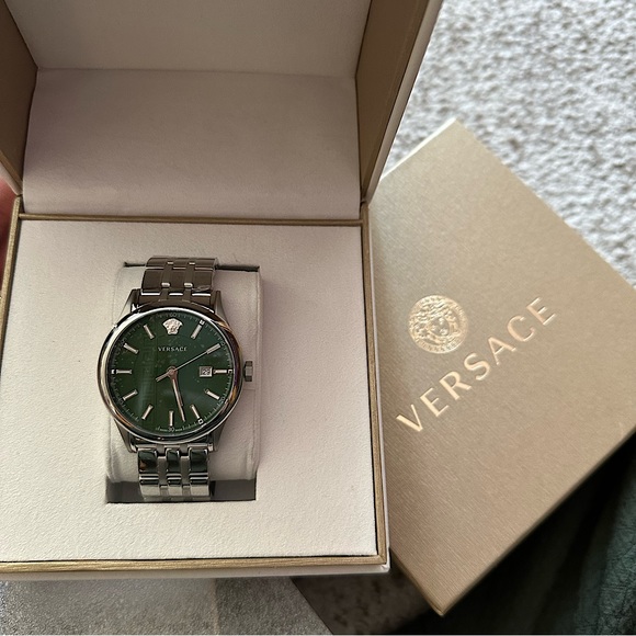 Versace | Accessories | Versace Watch Brand New Green Face Stainless ...